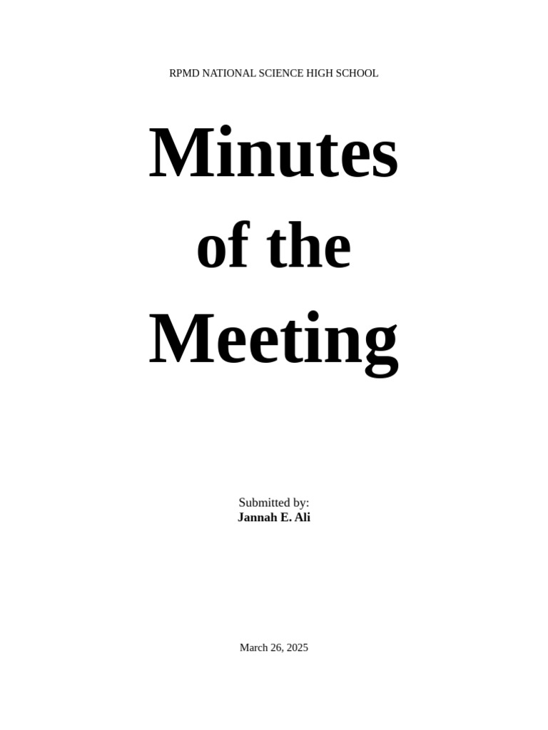 RPMD Minutes of Meeting Jannh | PDF