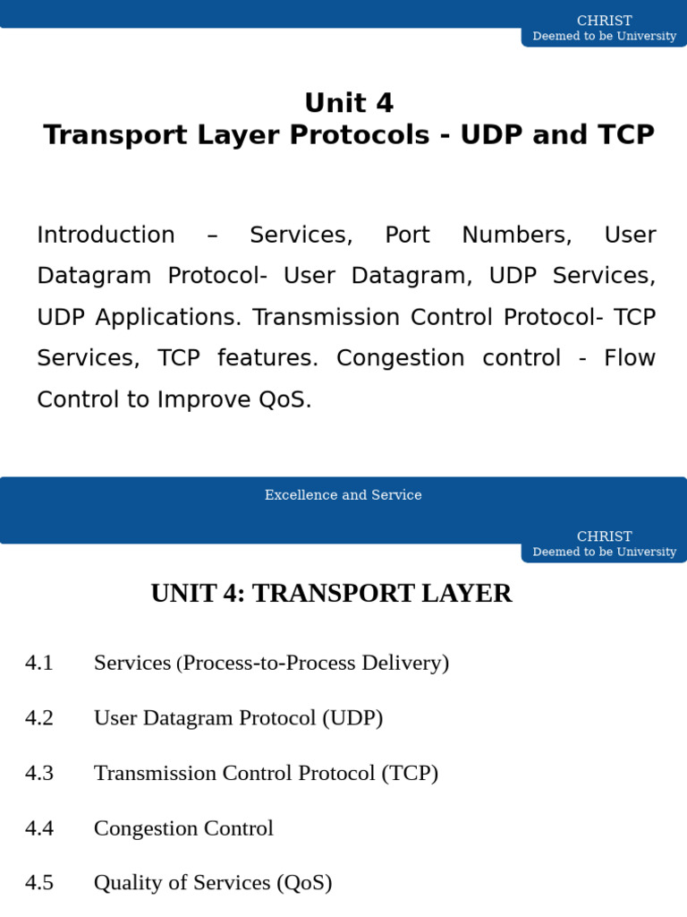 Unit-4 CN Transport Layer | PDF | Port (Computer Networking) | Transmission Control Protocol