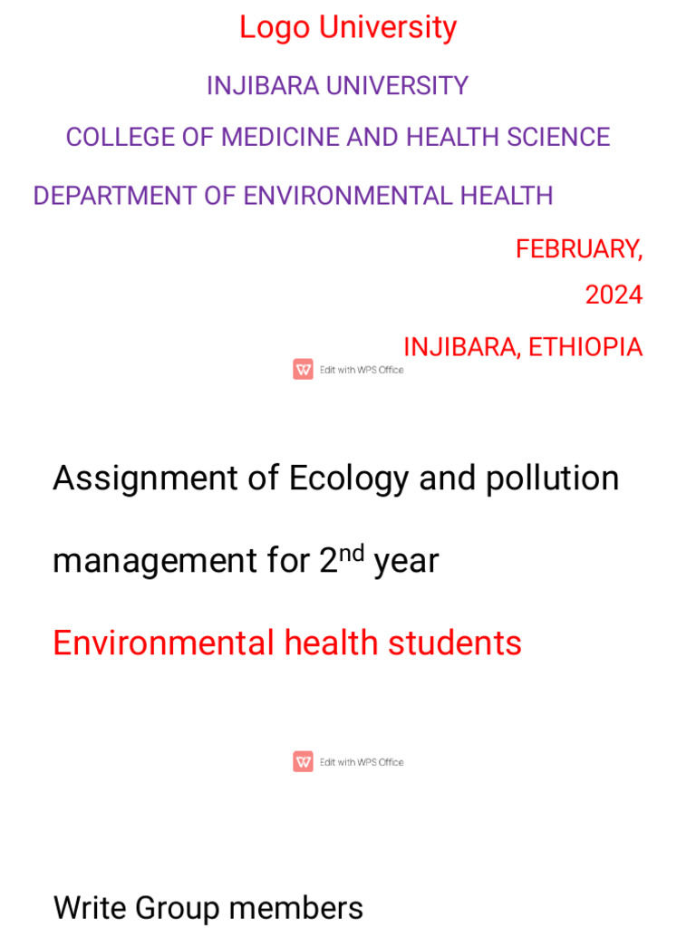 Assignment For Env'Tal Health Students | PDF