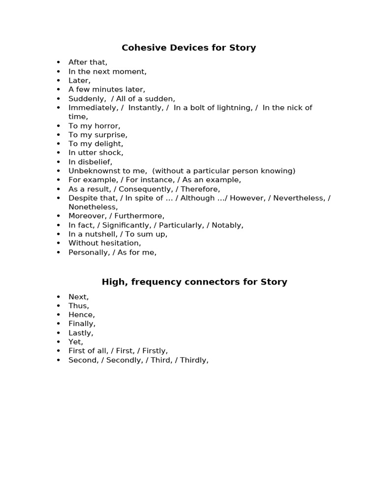 Cohesive Devices in Storytelling | PDF | Umami | Foods