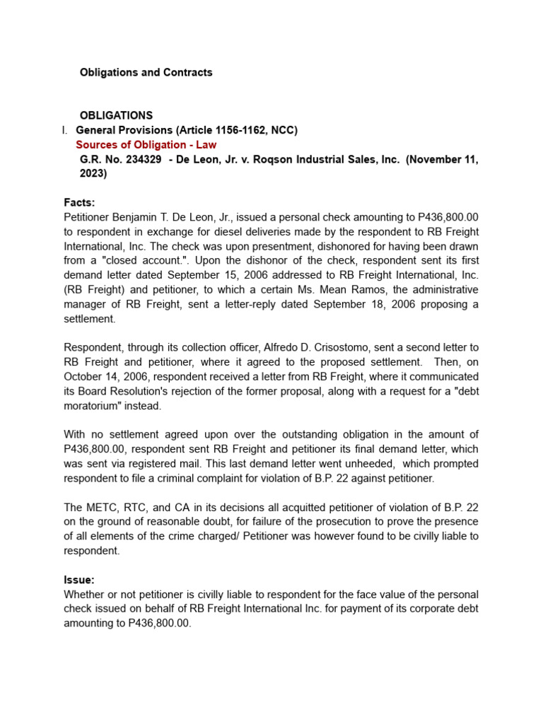 Case Digest Final Compilation | PDF | Guarantee | Negligence