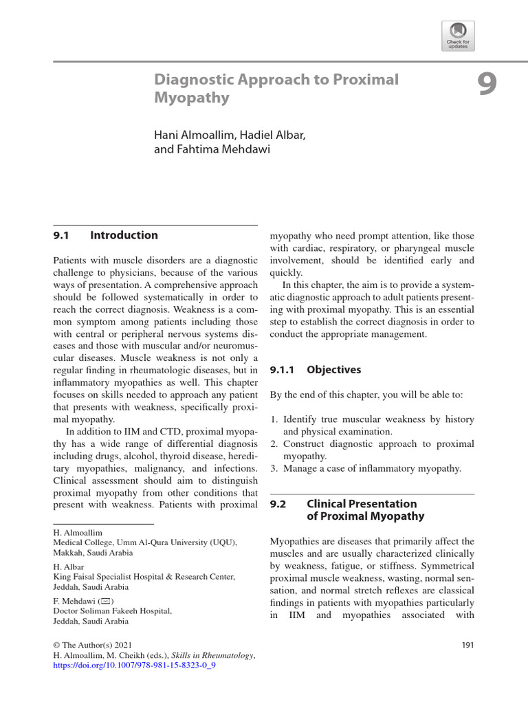 Diagnostic Approach to Proximal Myopathy | PDF | Weakness | Peripheral Neuropathy