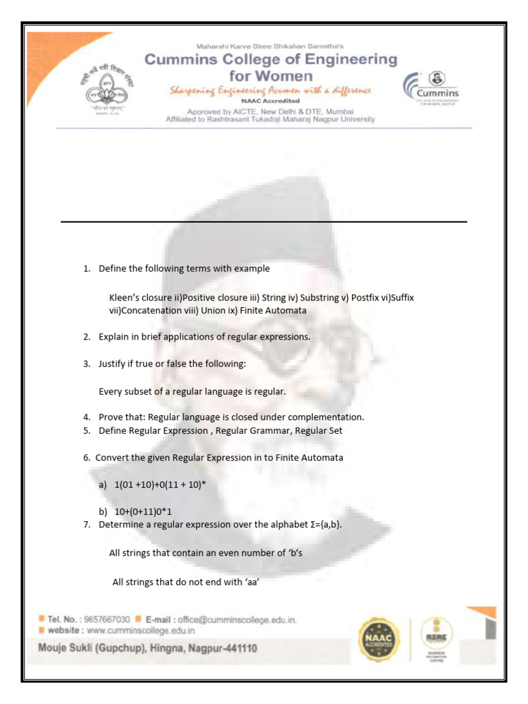 Assignment 1 of TOC in PDF | PDF