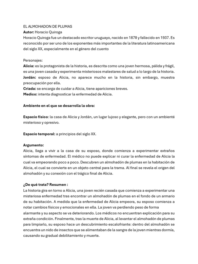 El Almohadon de Plumas Reseña | PDF