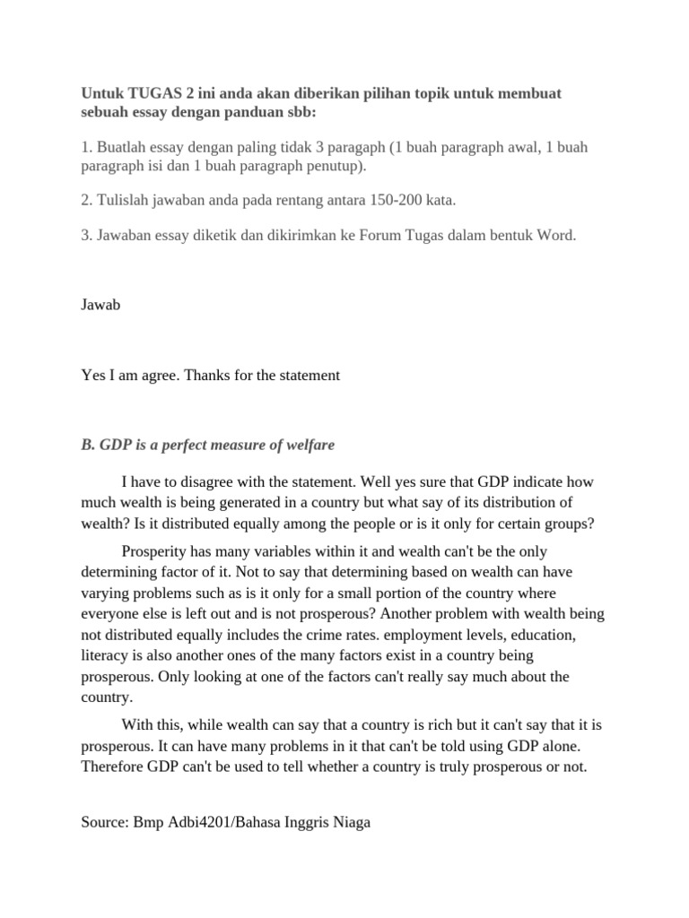 Essay on GDP and National Prosperity | PDF