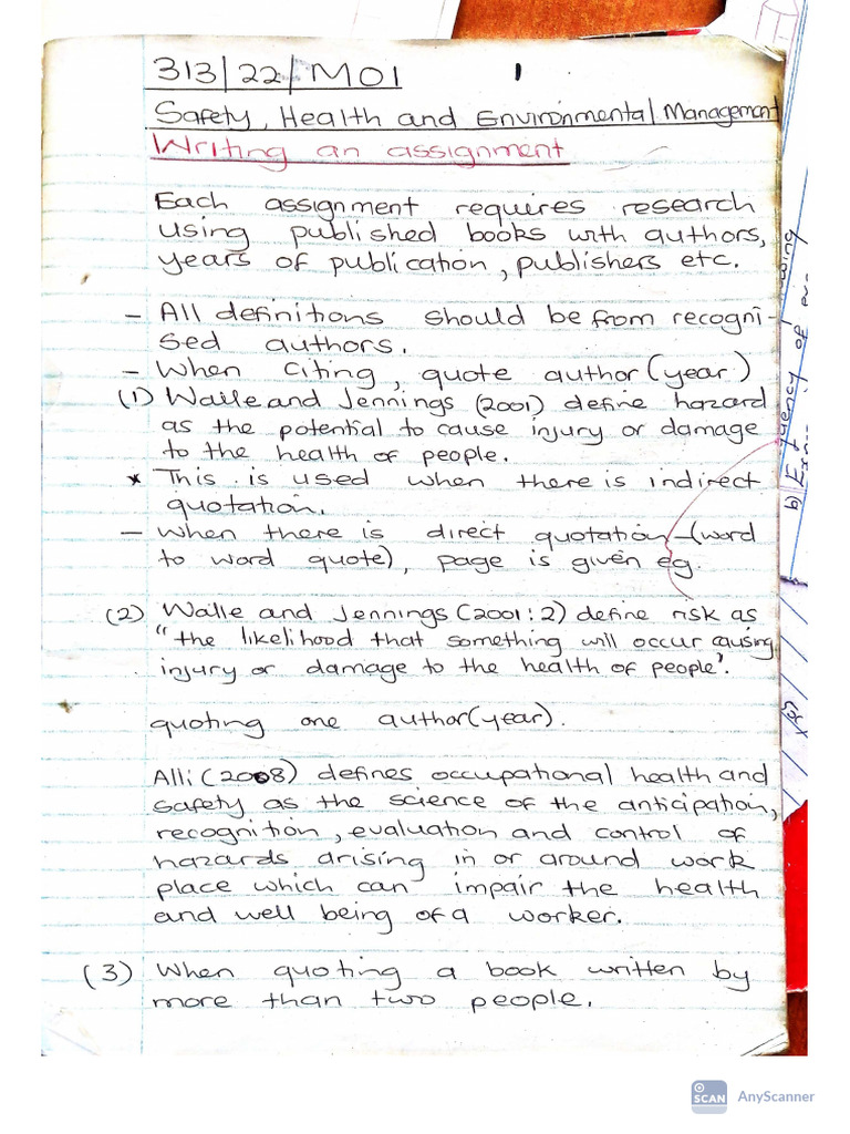 Scanned Health and Safety Notes | PDF