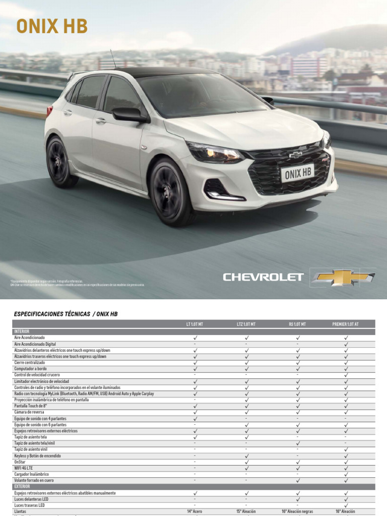 Especificaciones del Onix HB 1.0T | PDF | Tecnologías automotrices ...