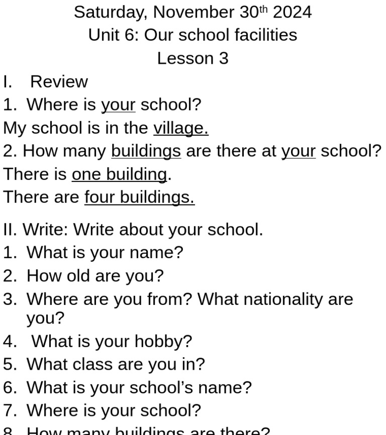 Unit 6 lesson 3 thuyết trình | PDF