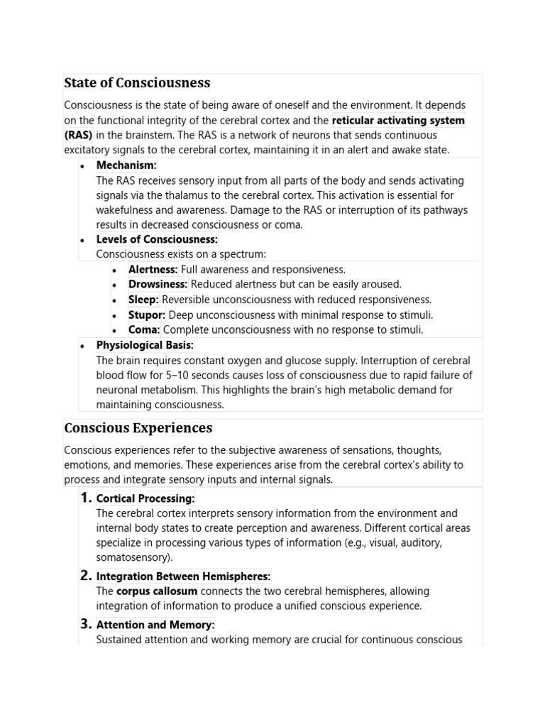 State, Experiences and Altered State of Consciousness | PDF | Rapid Eye ...