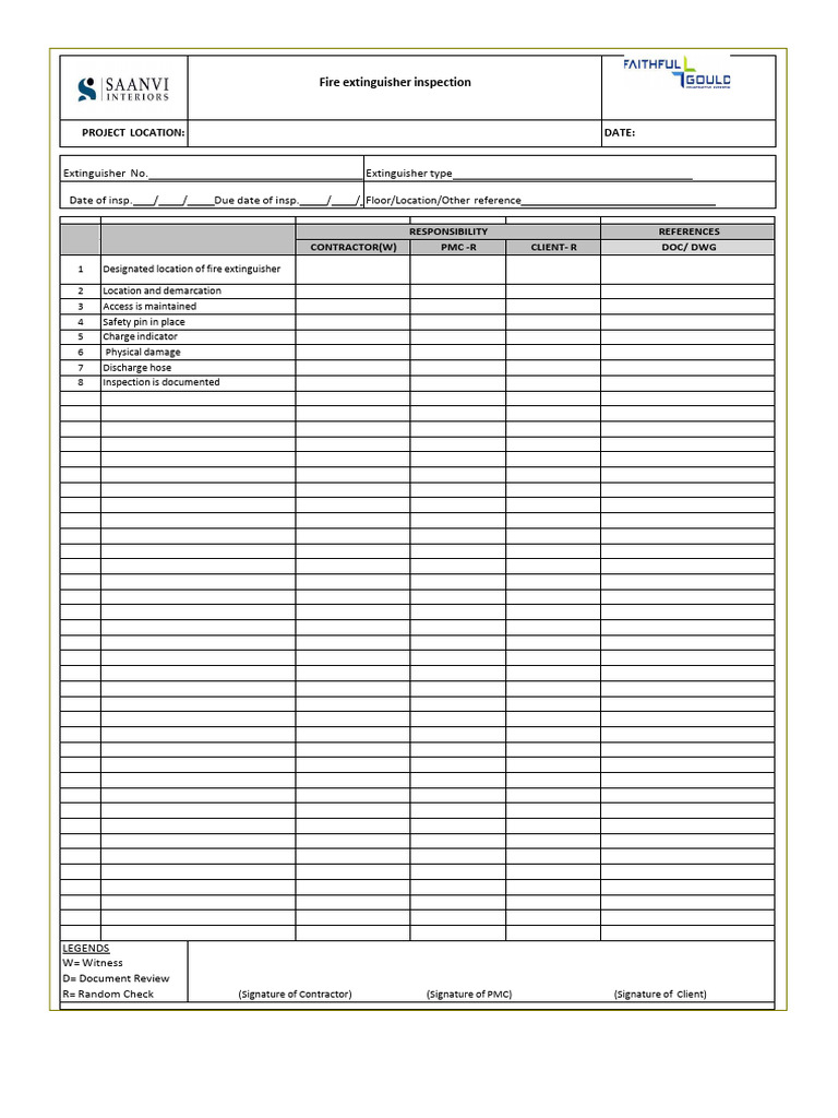 Fire Extinguisher Inspection Checklist | PDF