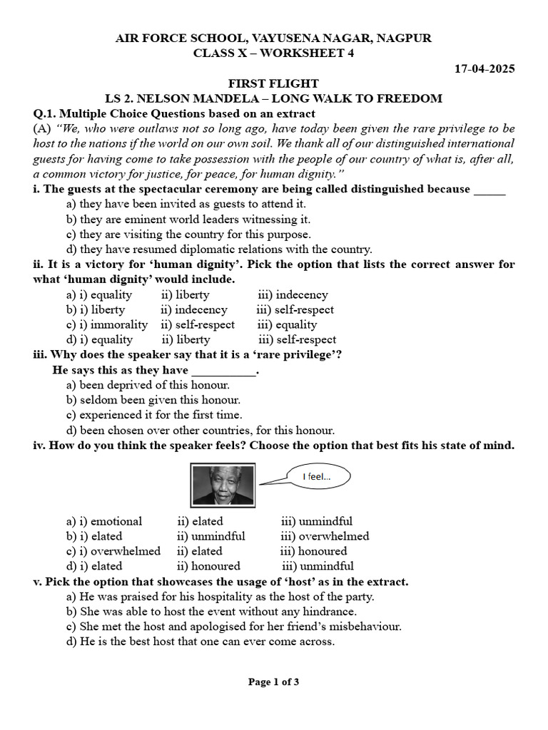 English Worksheet - 4 - Nelson Mandela | PDF
