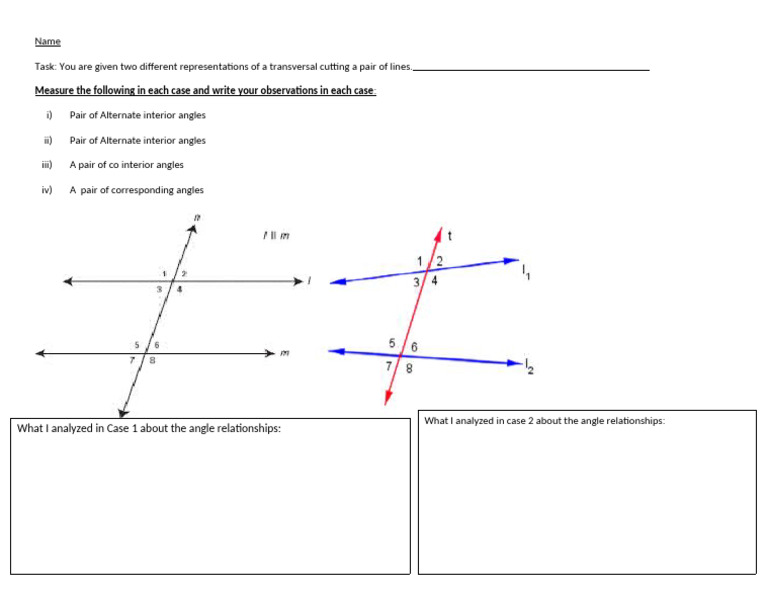 angles- transversal sheet 1 | PDF