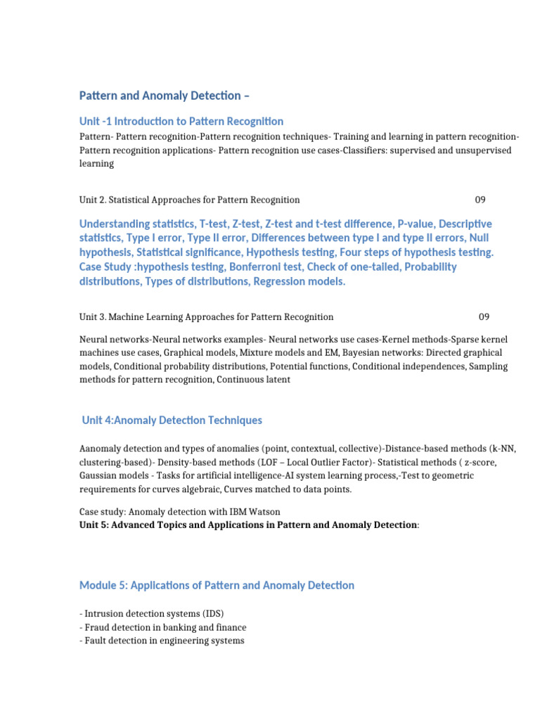 Pattern Recognition and Anomaly Detection | PDF