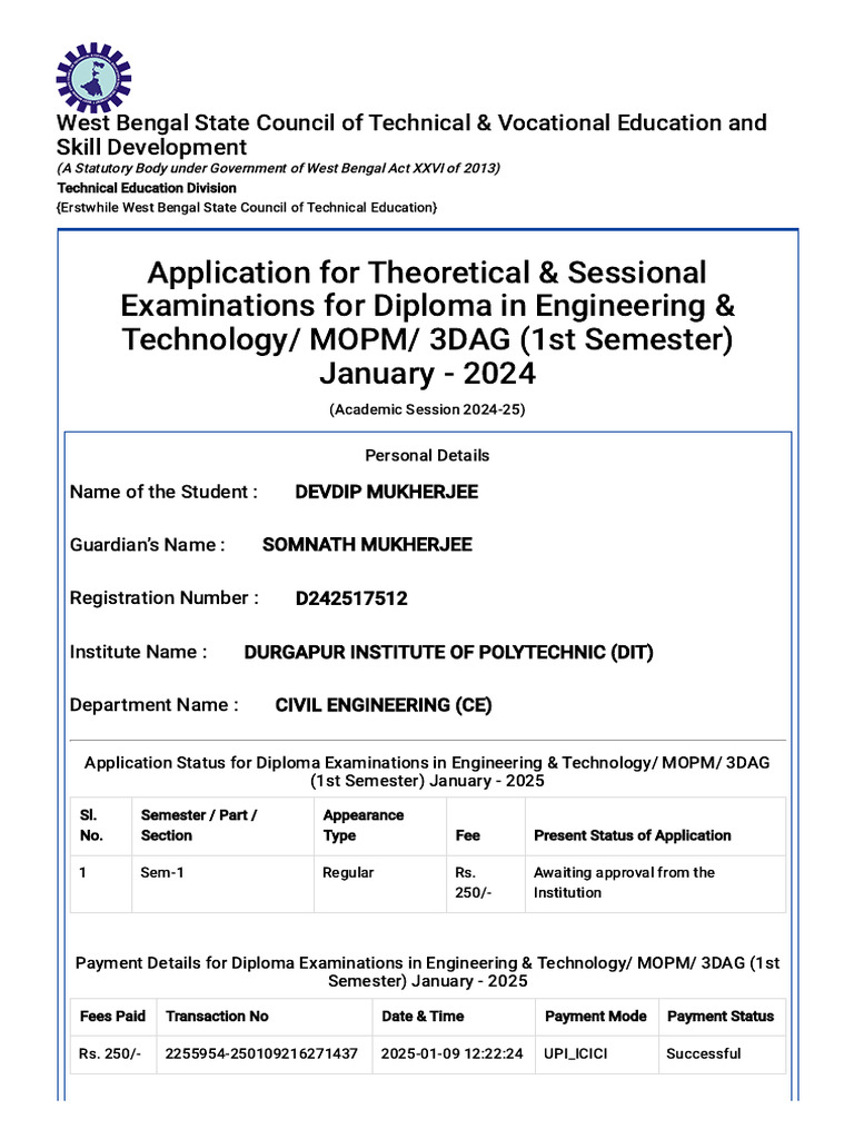 Examination Form Fillup | PDF