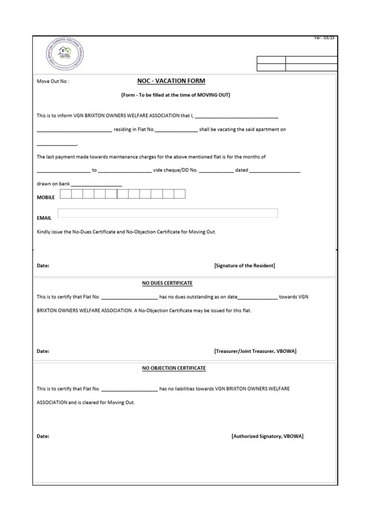 Form 3 - Move OUT Form | PDF
