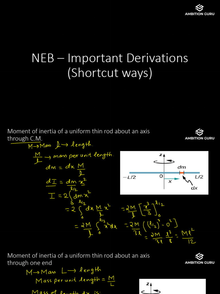 Physics Important Derivation (1) | PDF | Rotation Around A Fixed Axis | Motion (Physics)
