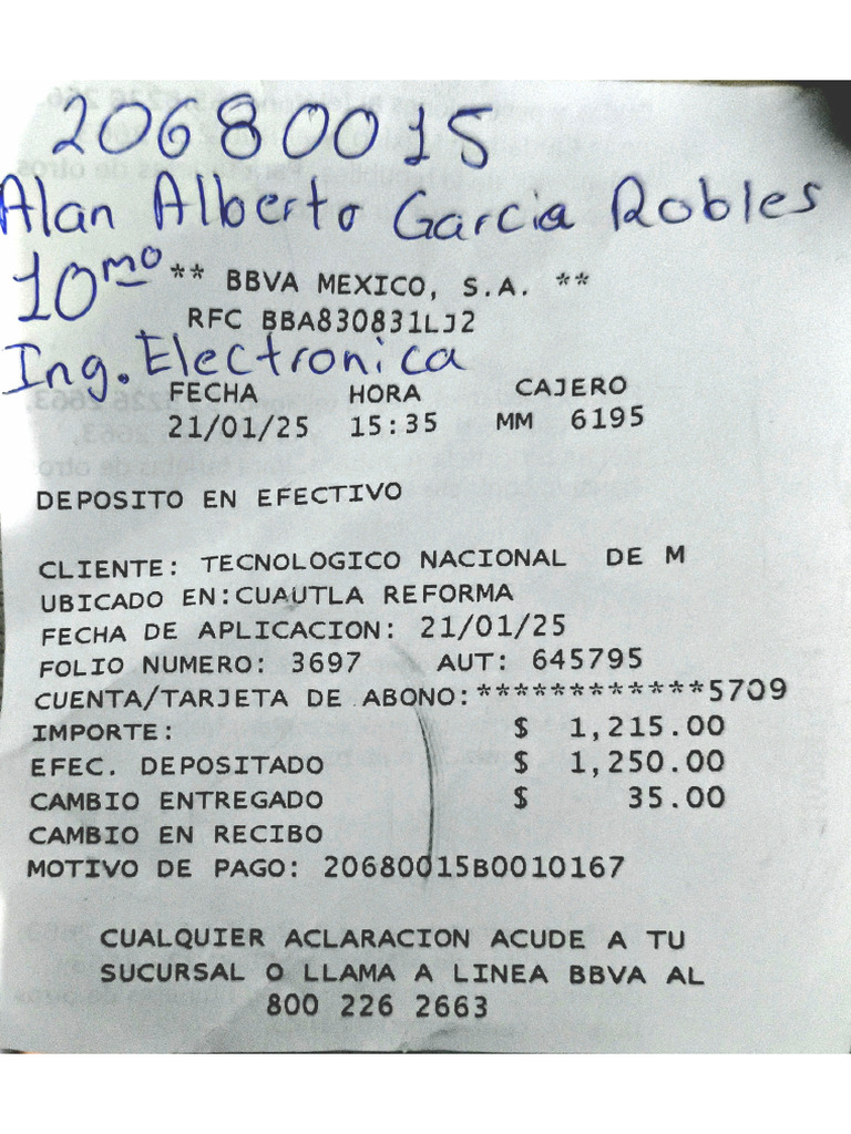 Comprobante 10 Semestre 20680015 | PDF