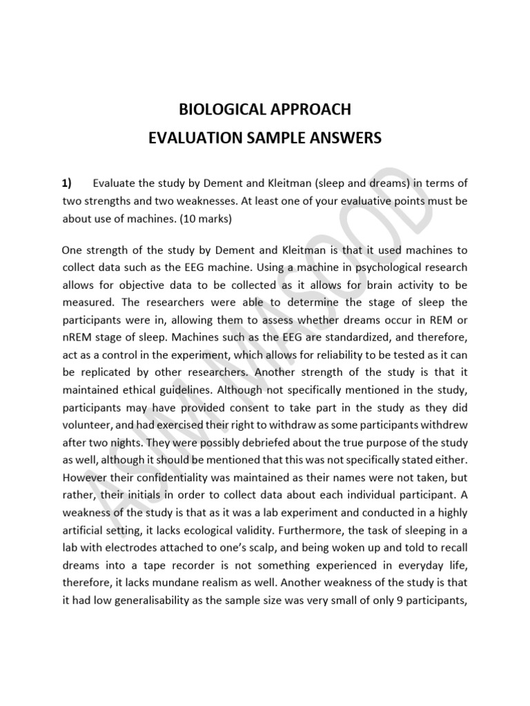 Evaluation of Biological Approach Studies | PDF | Sleep | Experiment