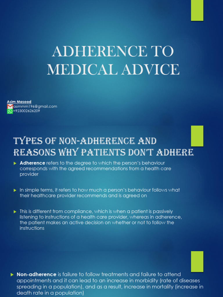Understanding Medical Advice Adherence | PDF | Health Care | Medicine