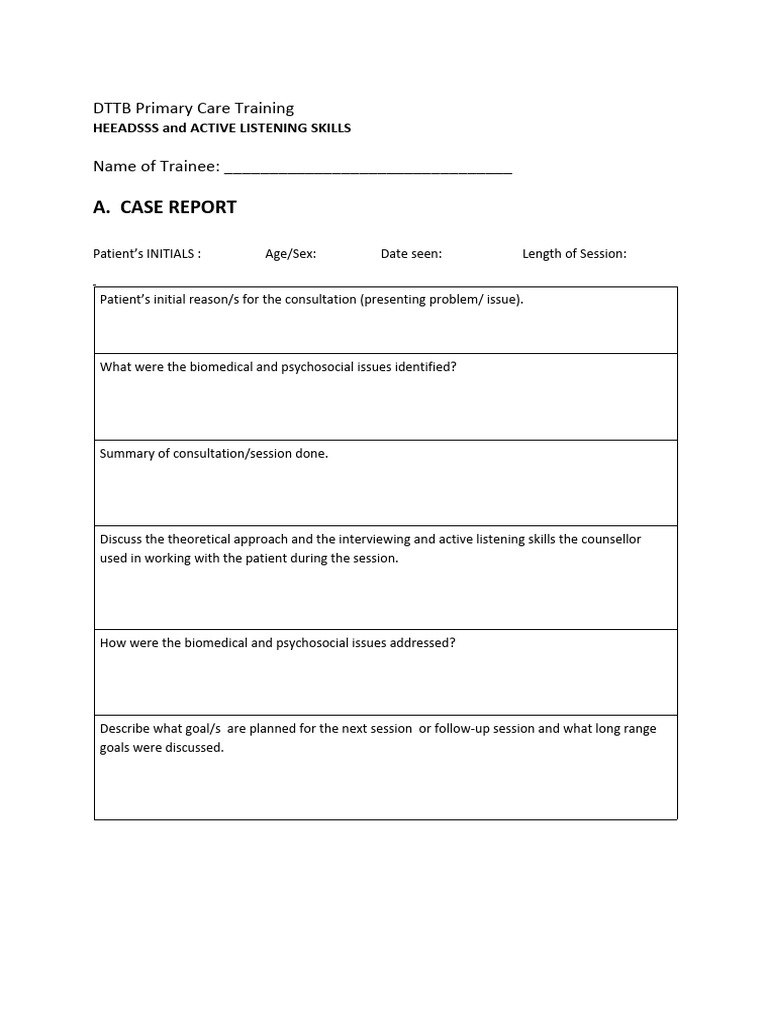 HEEADSSS and Active Listening Skills | PDF