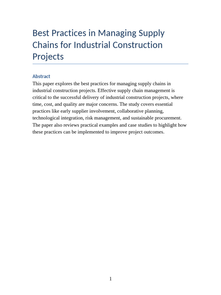 Best Practices Supply Chain Industrial Construction With Page Numbers ...