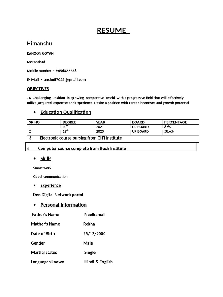 Himanshu Resume (1) | PDF