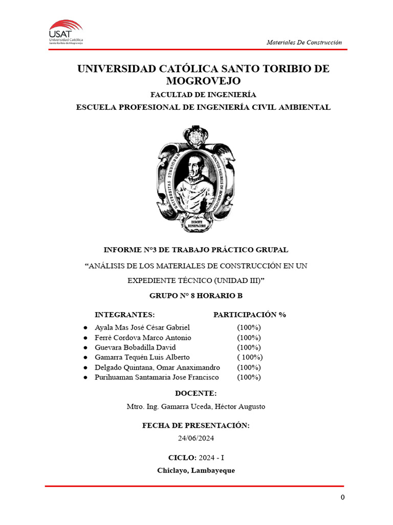 INFORME DE EXPEDIENTE TÉCNICO #03 - Compressed | PDF | Ladrillo | Hormigón