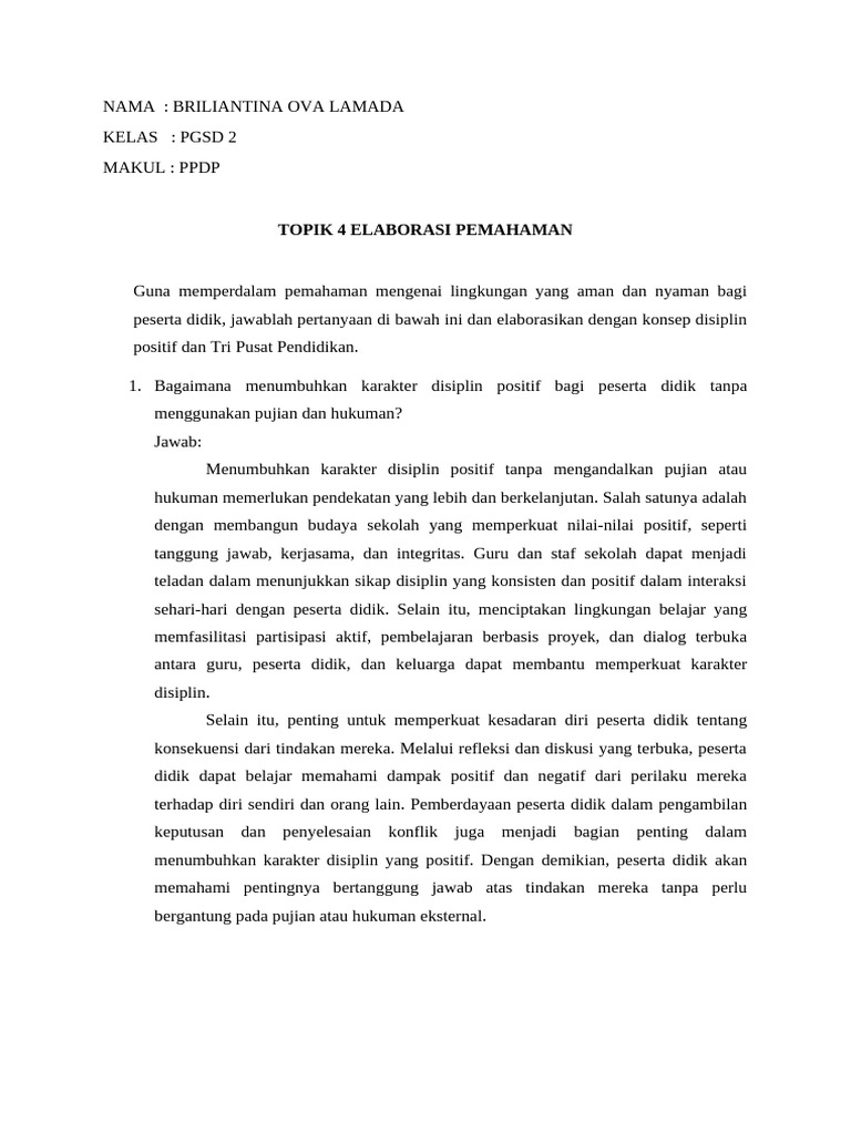 T4 - Elaborasi Pemahaman - PPDP - Briliantina Ova Lamada | PDF