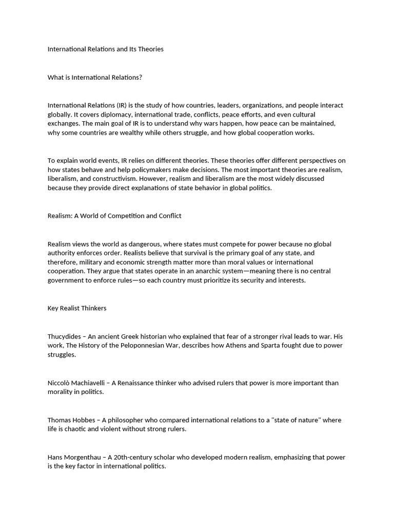 Theories | PDF | International Relations | Polarity (International ...