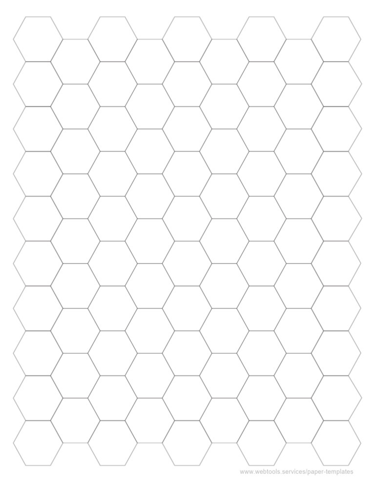 1 Inch Hexagonal Grid Paper-Letter With 0.375 Inch Border | PDF