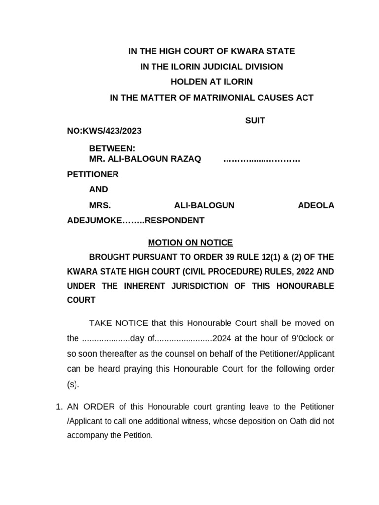 Additional - Witness - Statement - ALI-Balogun Edited (1) (1) - 1 | PDF | Affidavit | Justice