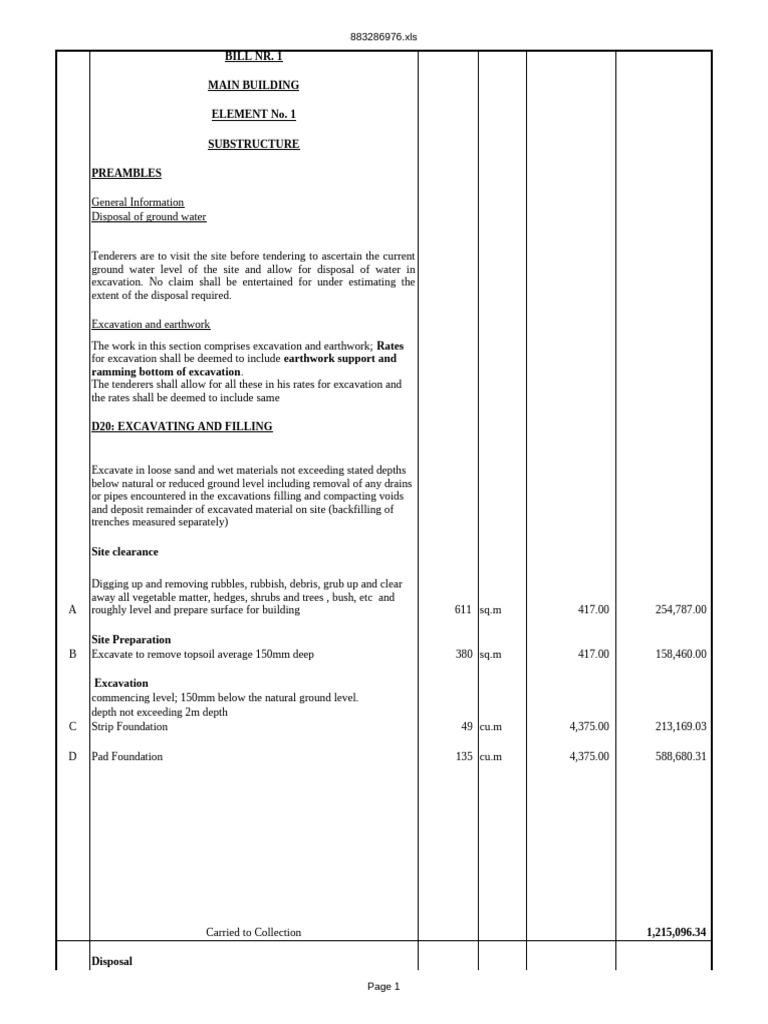 Boq For Residential Building For Assetrise - 1 | PDF | Concrete | Tile