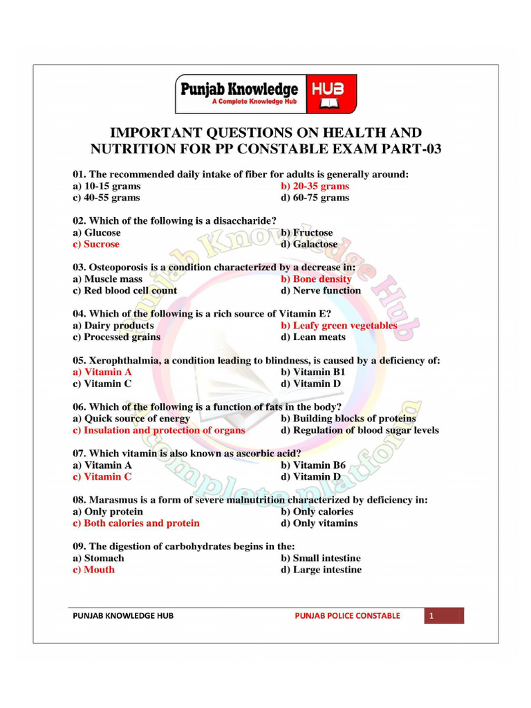 Health & Nutrition Part-3 | PDF