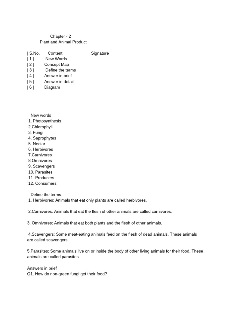 Chapter - 2 Plant and Animal Products Sub - EVS | PDF | Foods | Plants