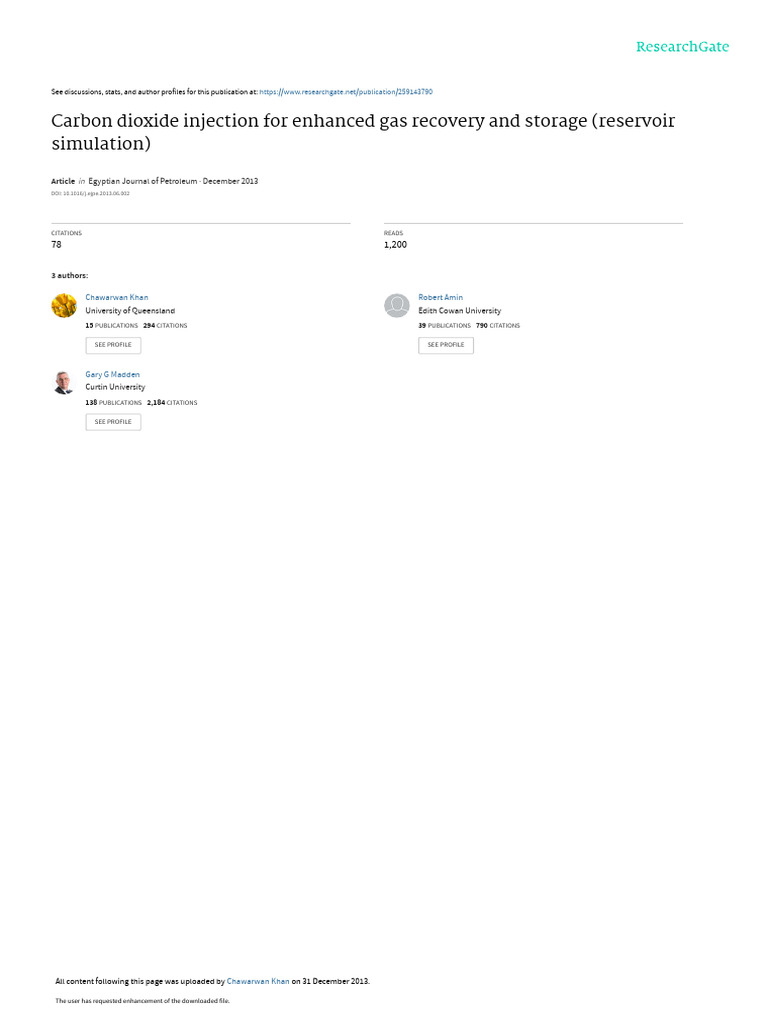 Carbon Dioxide Injection For Enhanced Gas Recovery Pdf Carbon Dioxide Carbon Capture And