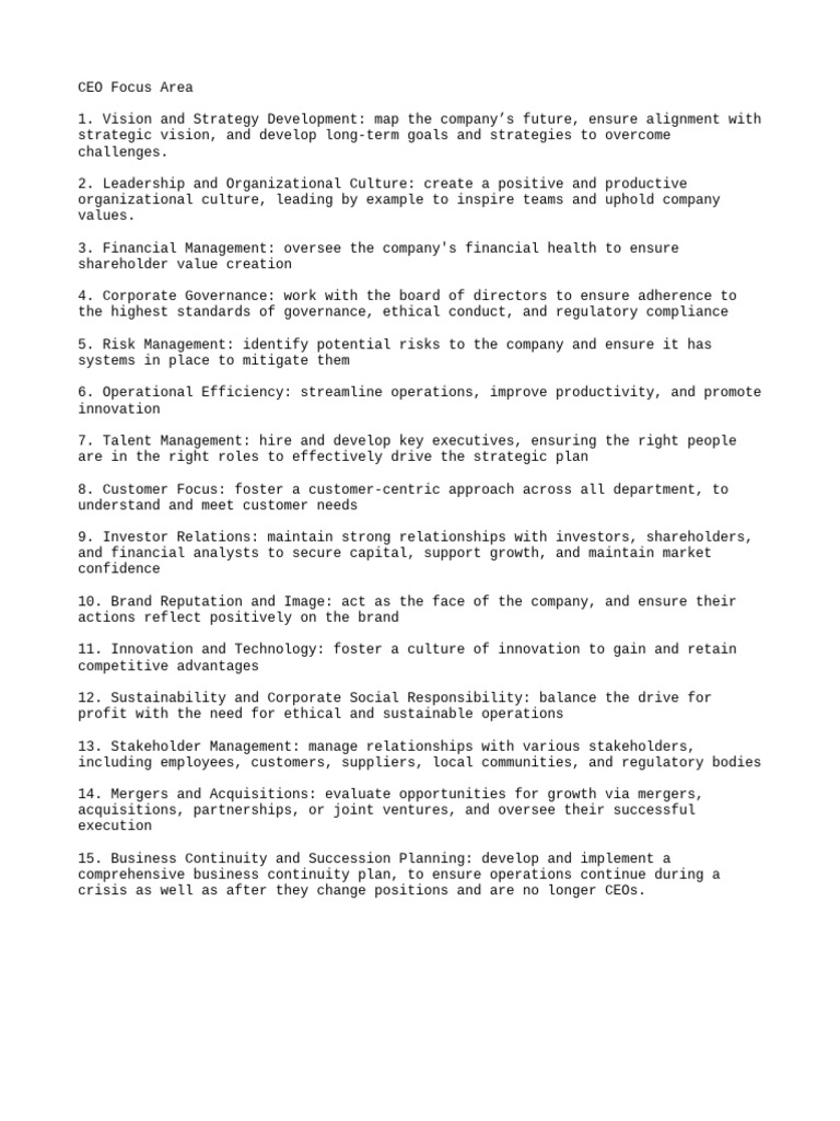 CEO Focus Area | PDF