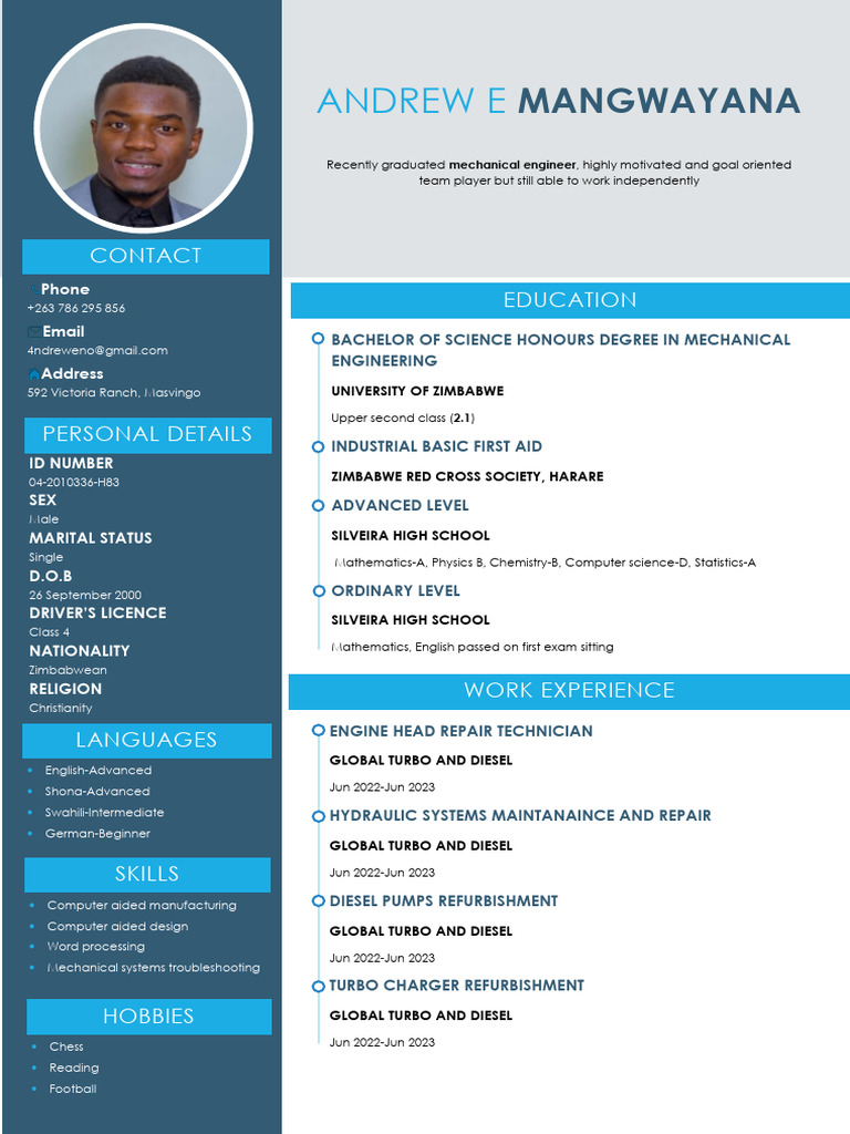 ENG Andrew Enock Mangwayana CV | PDF