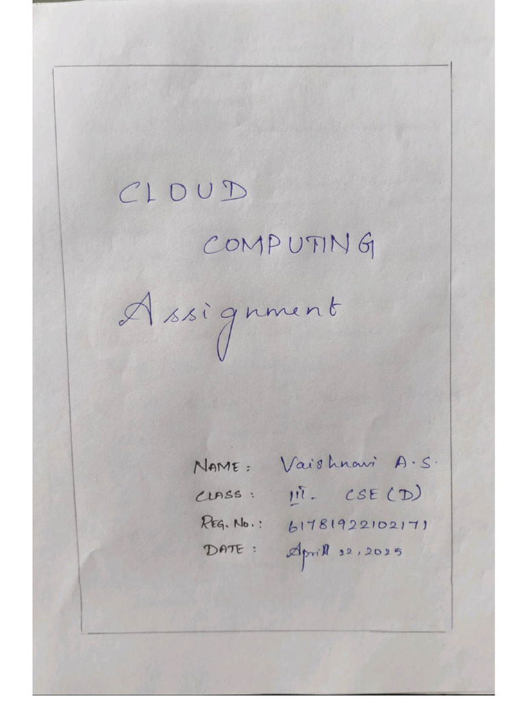 VAISHNAVI A S CLOUD COMPUTING ASSIGNMENT 1-Compressed | PDF