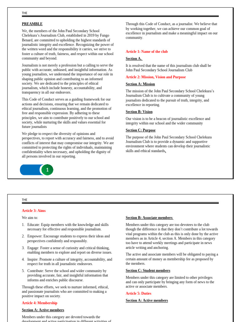 John Paul School Journalism Club Code | PDF | Journalism | Integrity