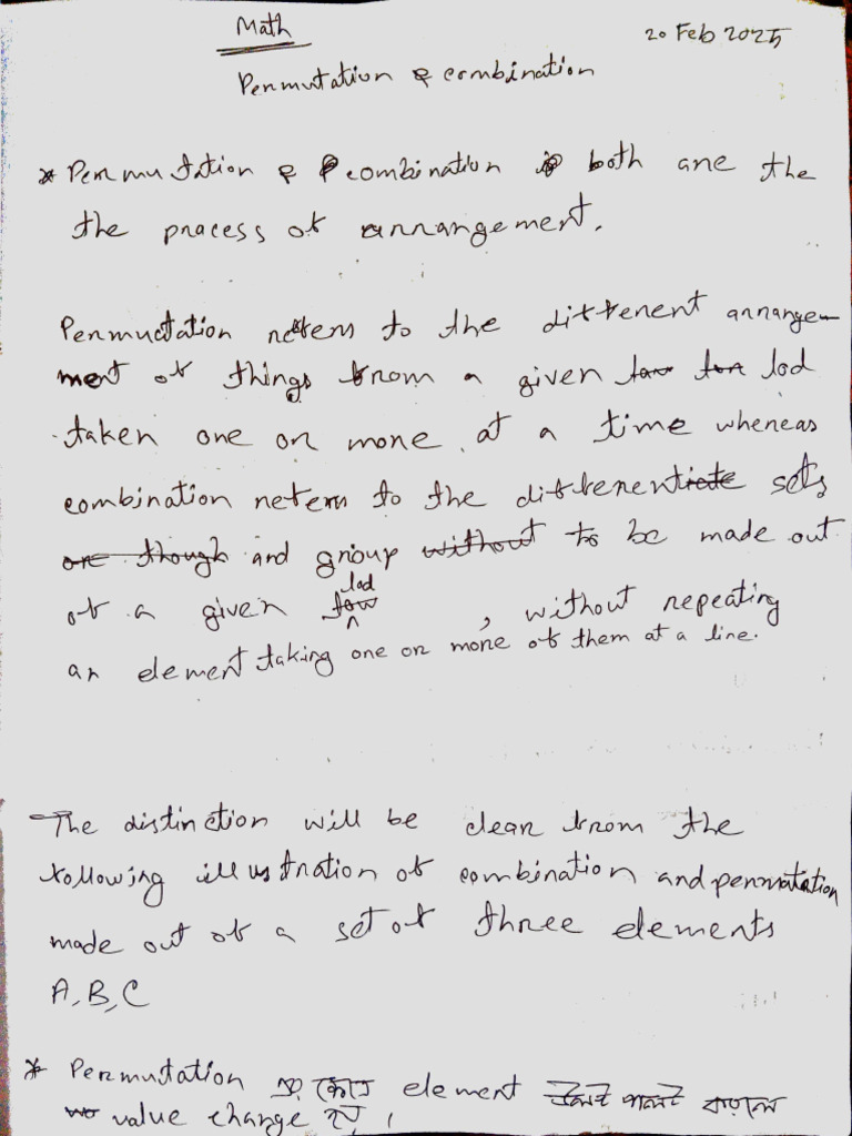Permutation and Combination Class Note | PDF