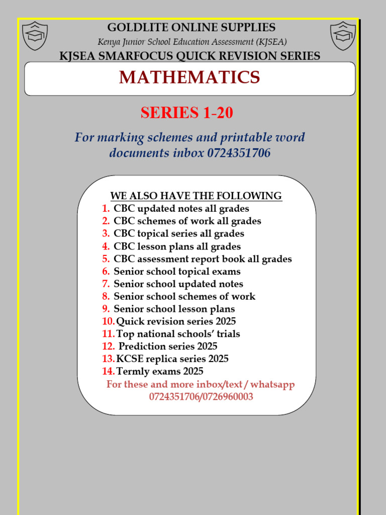 Kjsea Math Quick Revision Series 2025 | PDF | Area | Mathematics