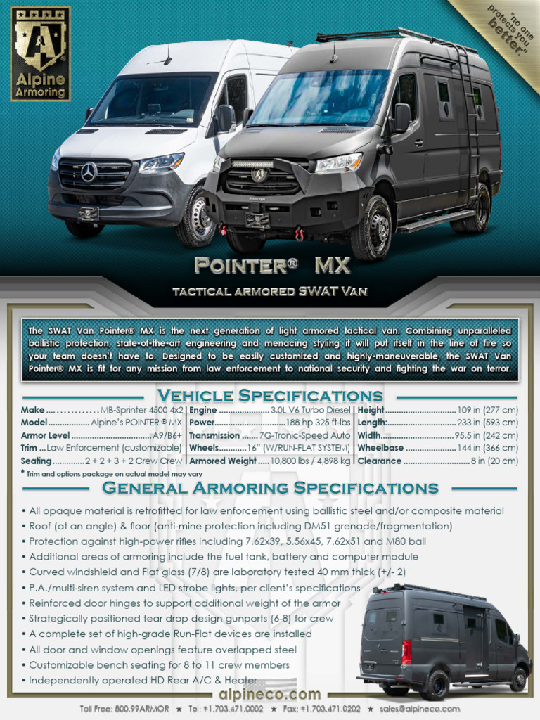 Tactical Armored SWAT Van Pointer® MX | PDF | Door | Off Road Vehicles