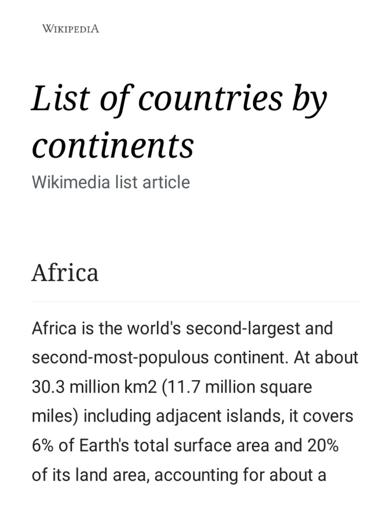 List of countries by continents - Simple English Wikipedia, the free ...