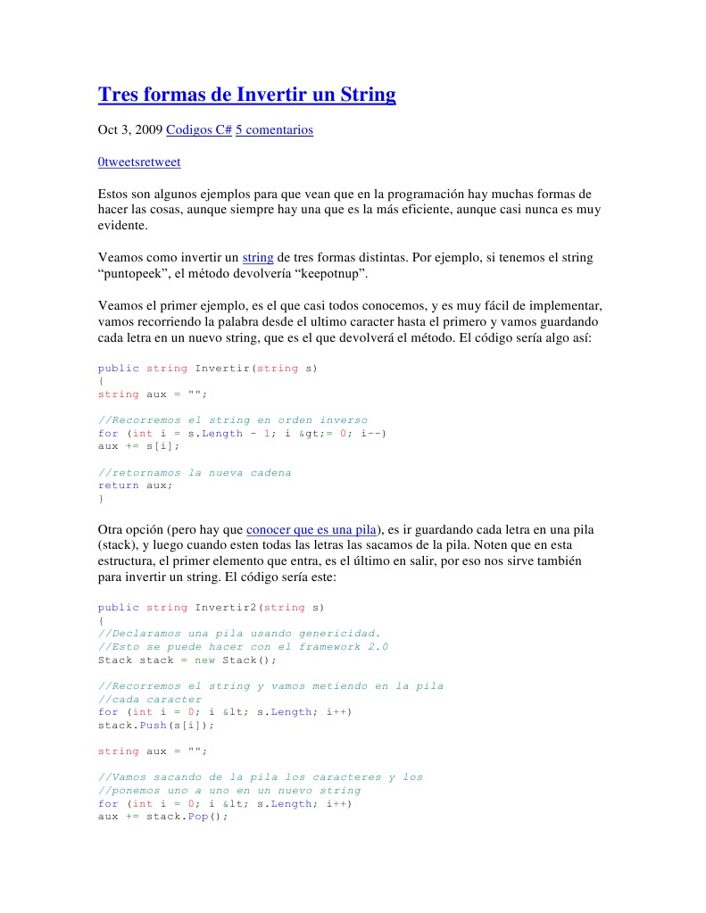 Tres Formas de Invertir Un String | PDF | Cadena (informática) | C