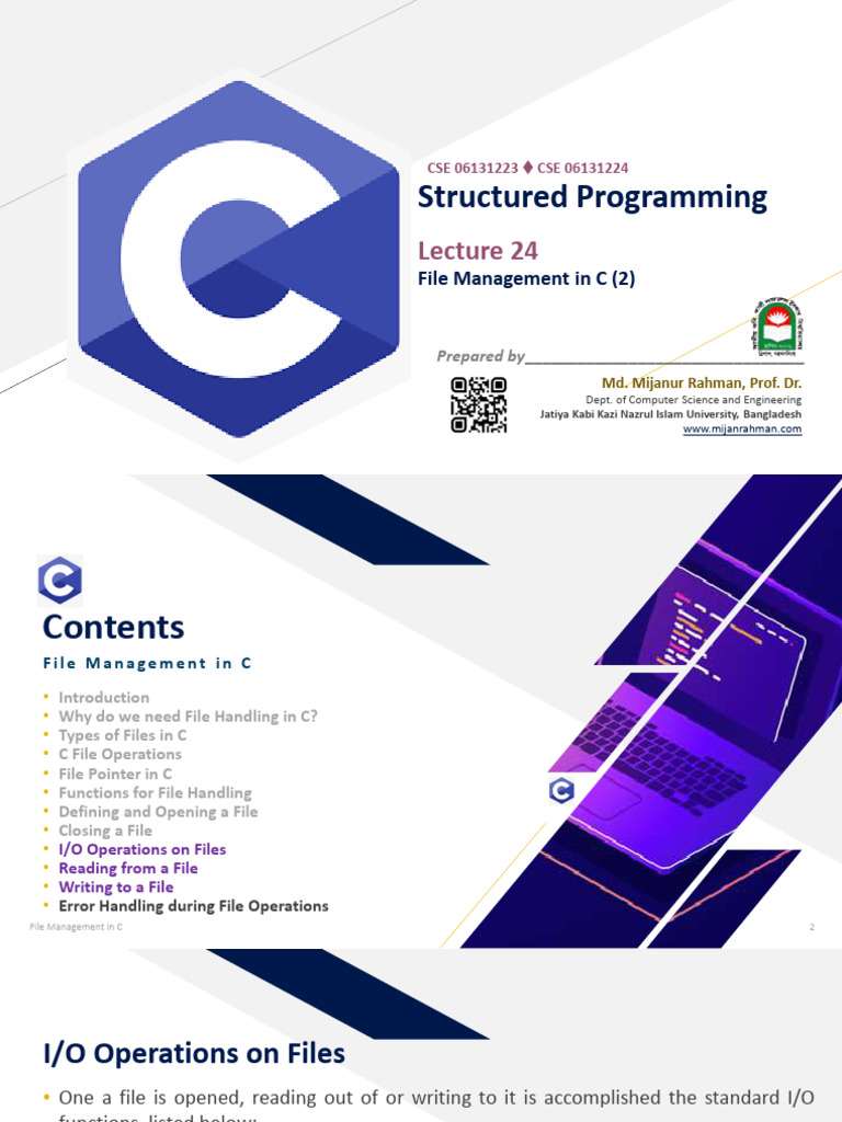 Lecture Sp24 File Management In C 2 Pdf Parameter Computer Programming Pointer Computer