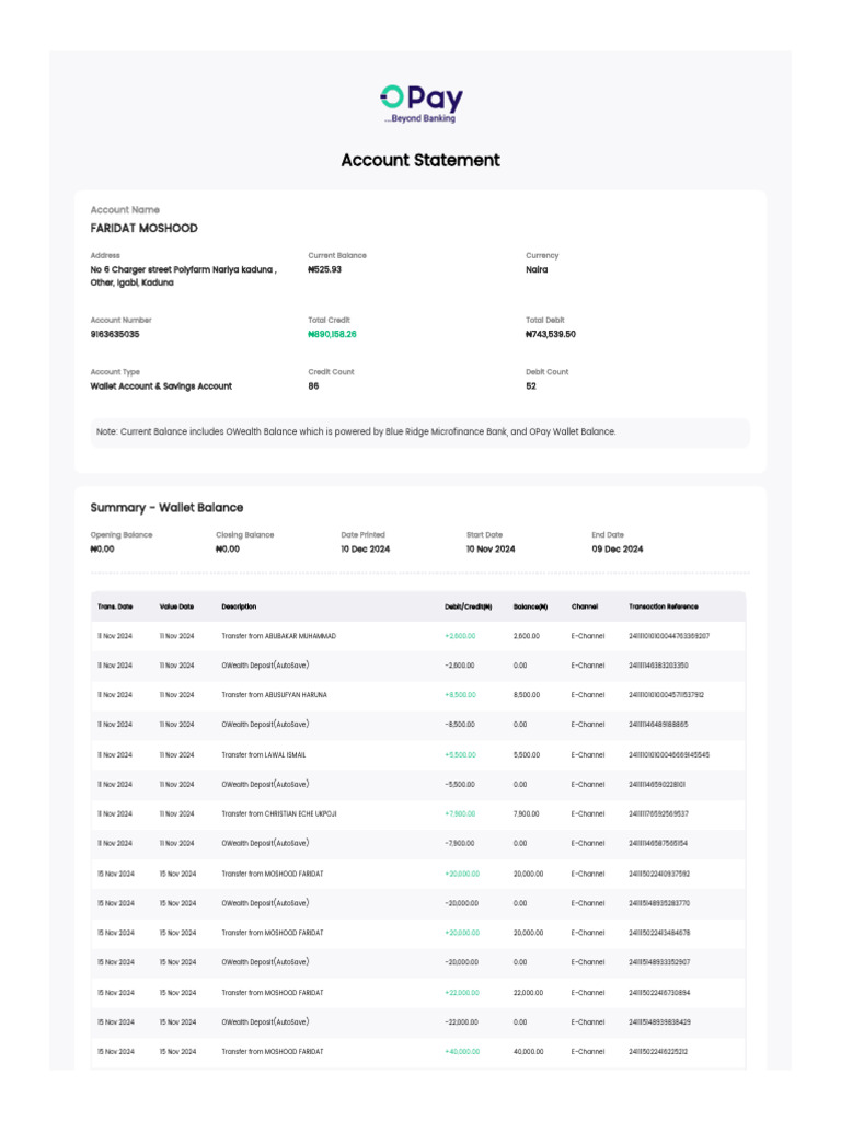 Faridat Moshood - 9163635035 - 20241210053558 | PDF | Debits And ...