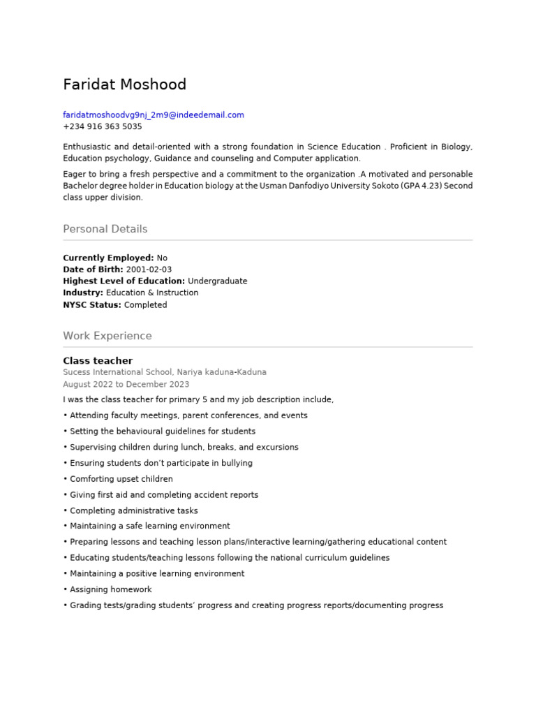 Faridat Moshood | PDF