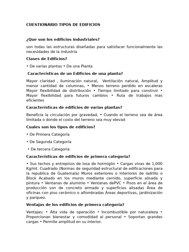 CUESTIONARIO INDU | PDF | Hormigón | Albañilería