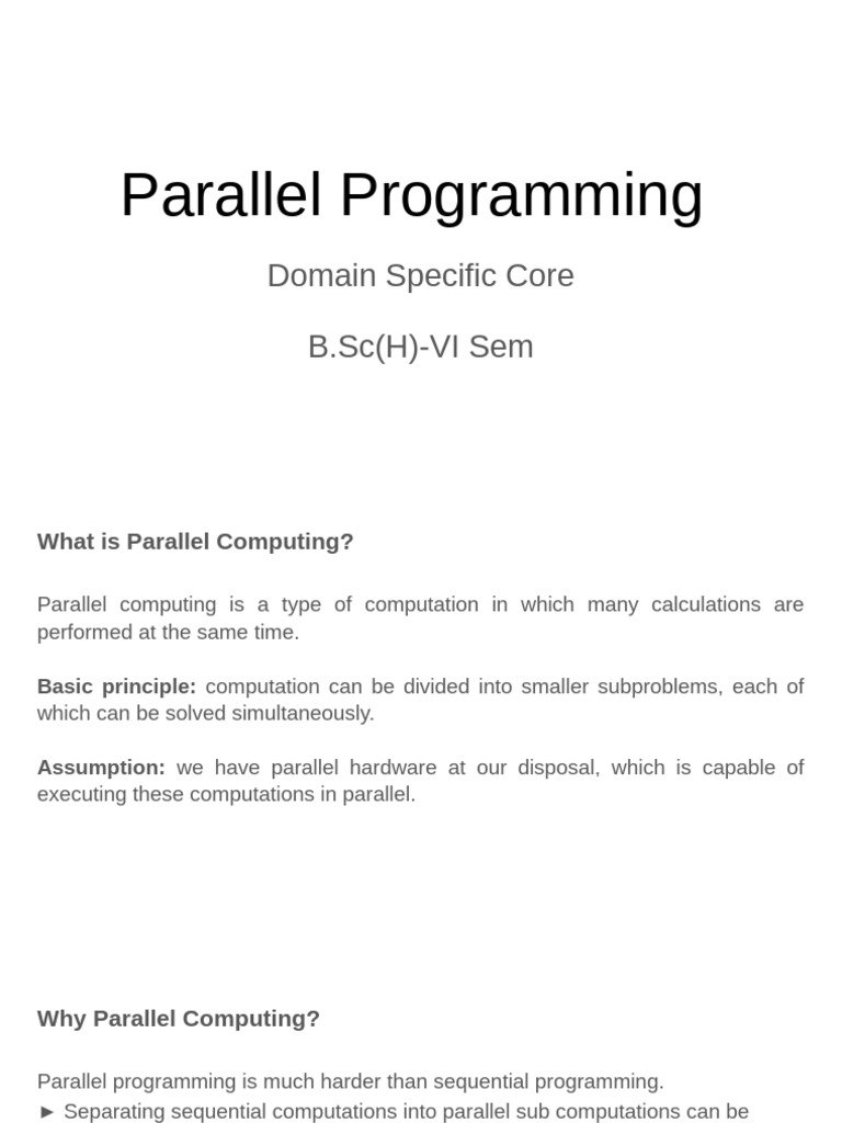 Parallel Programming Unit 1 Pdf Parallel Computing Central Processing Unit