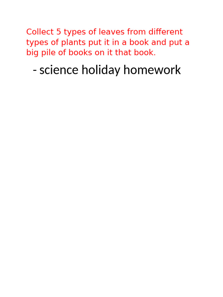Science Holiday HW | PDF
